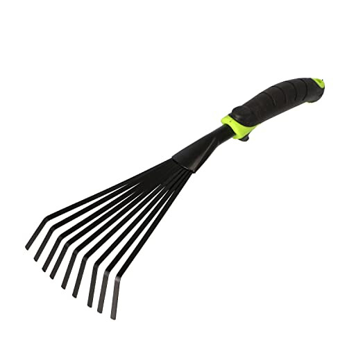Steel Hand Fan Broom with 9 Elastic Prongs - Hand Rake with Short ...