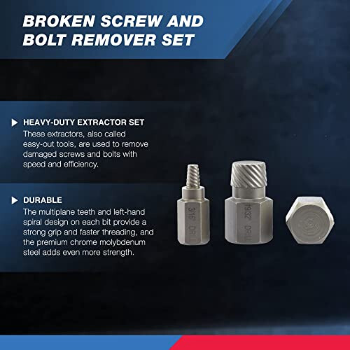 04204A Hex-Head Multispline Screw and Bolt Extractor Set, Easy-Out ...