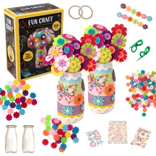 Fun Craft Flower Craft Kit for Kids | Over 300+ Pieces Make Your Own ...