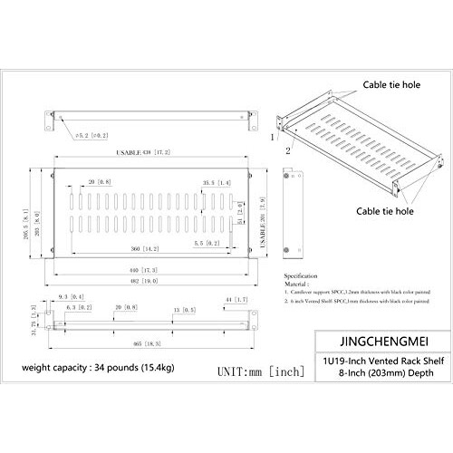 Jingchengmei 2 PCS of 1U Server Rack Shelf - Universal Vented ...