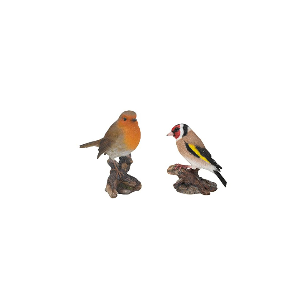 - British Birds Life Like Robin & Goldfinch Garden Ornaments ...