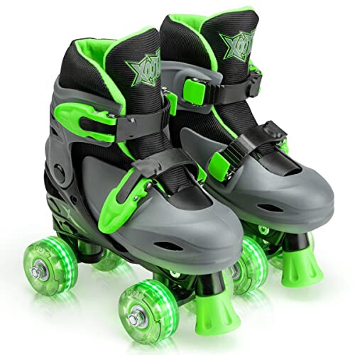 Roller Skates, Kids Adjustable Quad Skates for Beginners, with Light Up ...