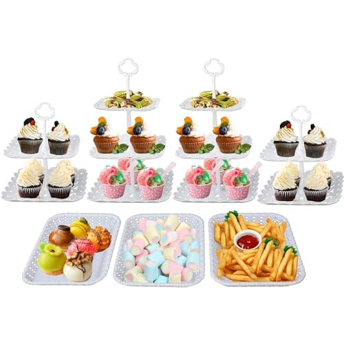 10Pcs 3-Tier Square +2-Tier Square Cupcake Cake Stand Party Food Server ...