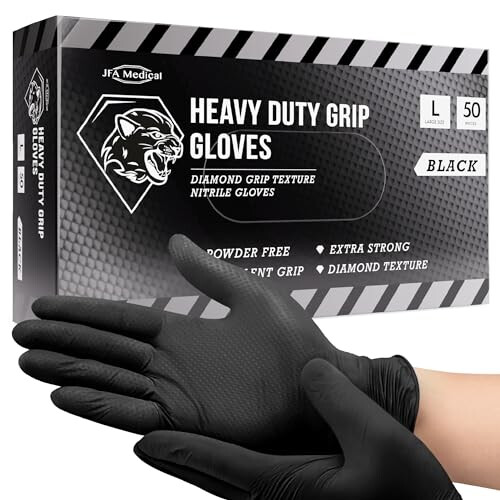 Large Size Disposable Heavy Duty Mechanic Powder Free Latex Free Black ...