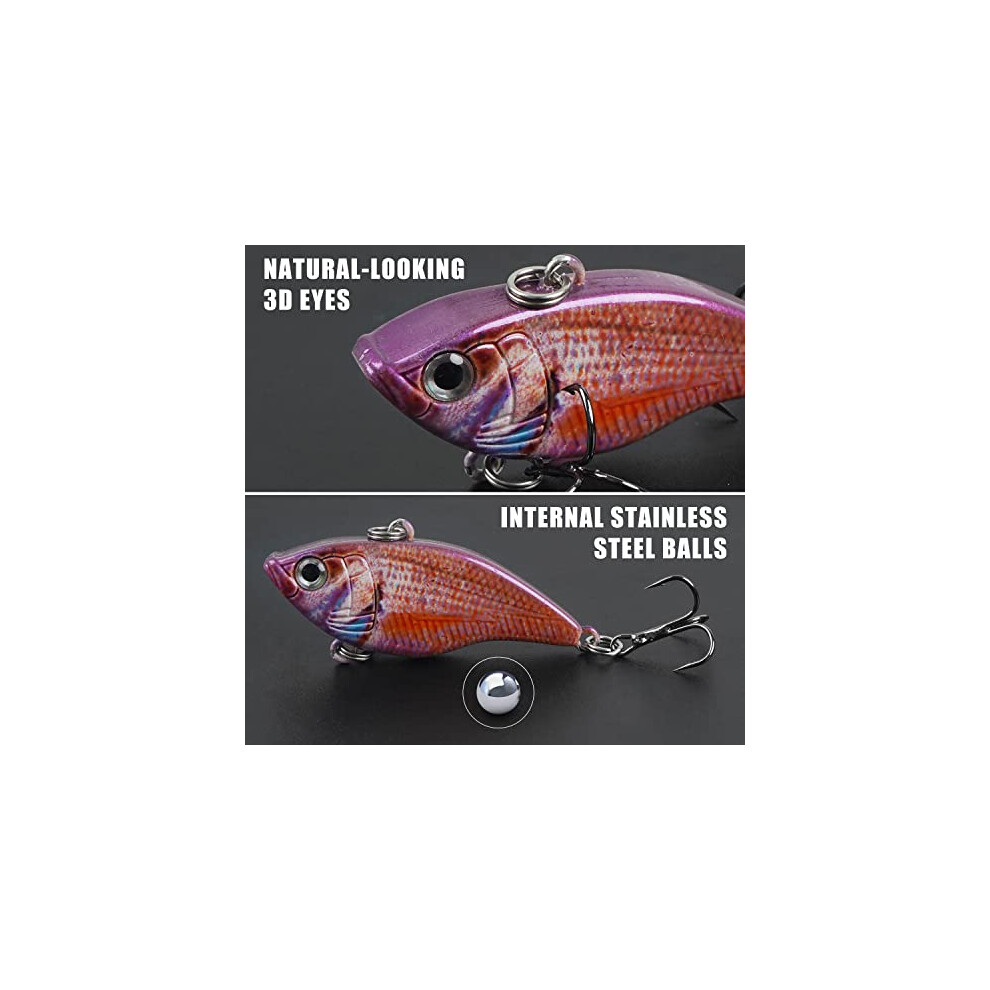 Lipless Crankbait Fishing Lures 5pcs VIB Lures with 3D Eyes, Sinking Lures Crank Baits Swimbaits ...
