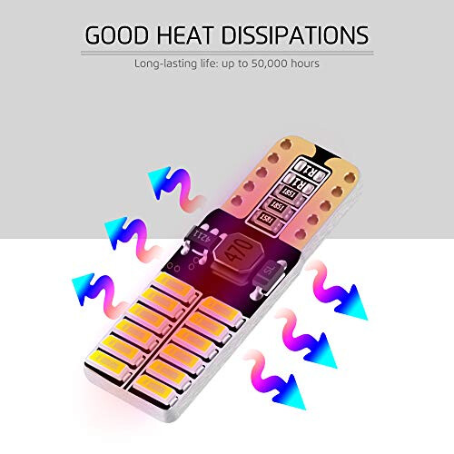 4Pcs T10 W5W 501 LED Bulbs White Canbus Wedge 168 194 LED Side Lights ...