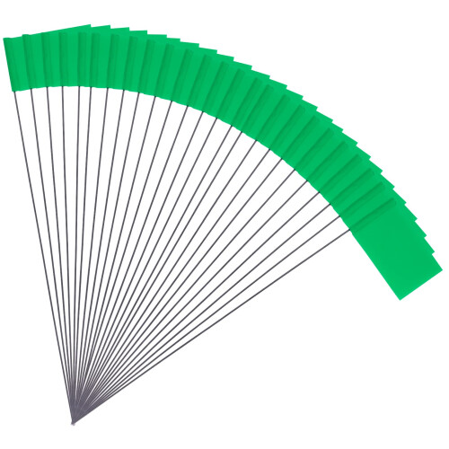 50pcs 2x3" Marking Flags with Steel Pole Vinyl Stake Flags Markers Lawn ...