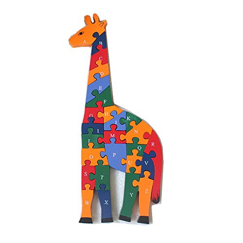 Wooden Giraffe Alphabets and Numbers Jigsaw Puzzle Blocks Numbers and ...