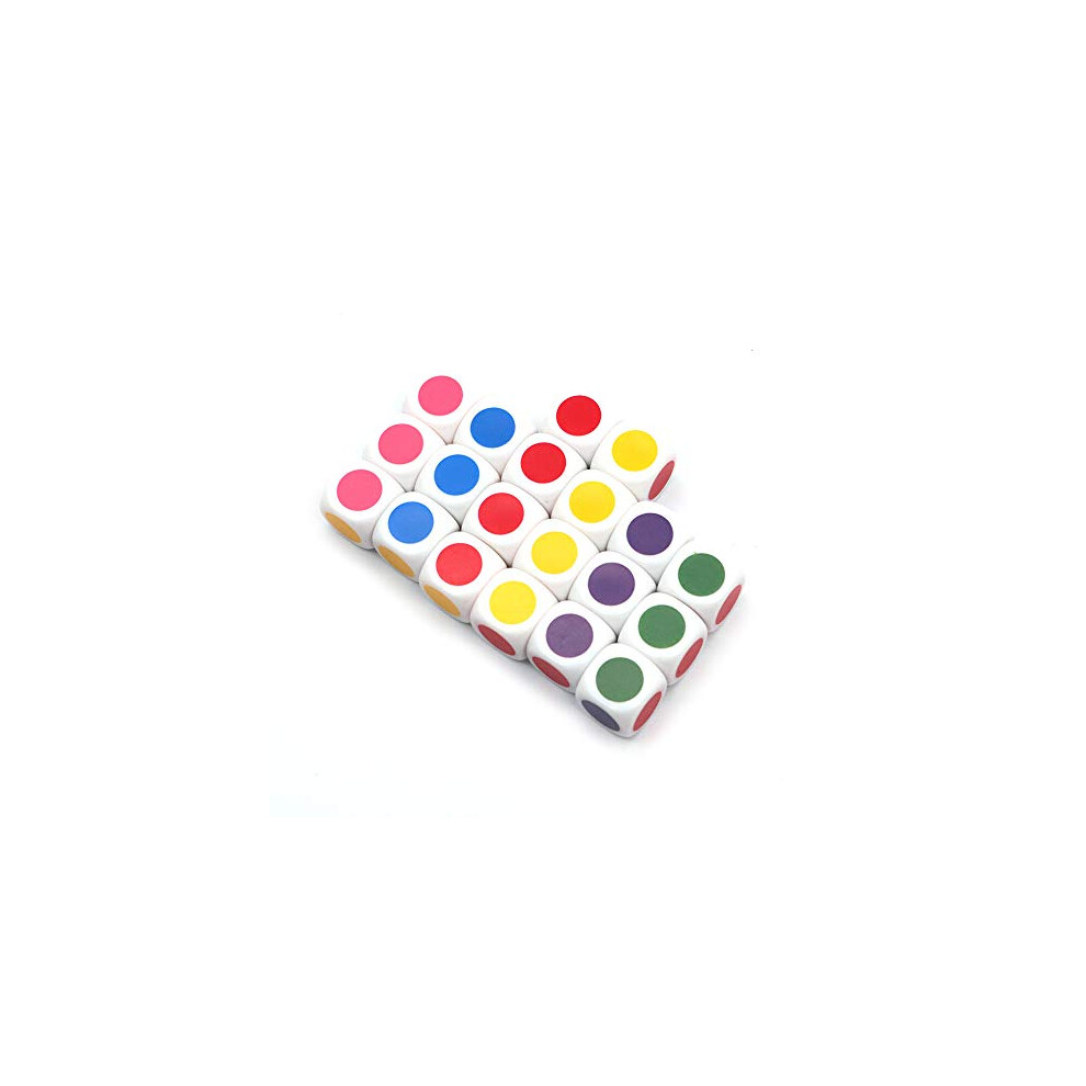20PCS Color Dot Dice Customizable Blank Six Sided 16mm Dice | Education ...