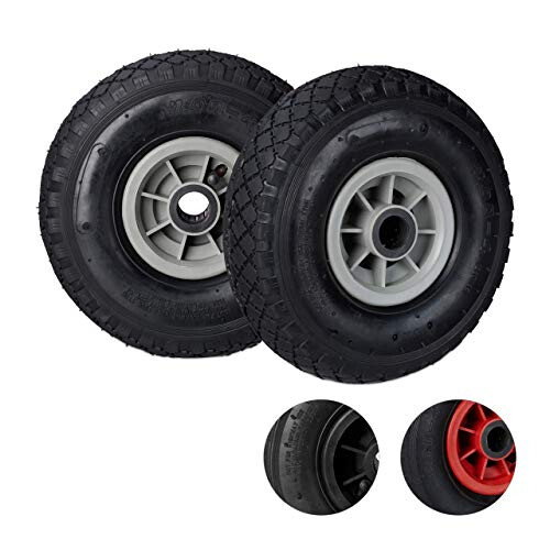 Hand Truck Wheels Set of 2, 3.00-4, Pneumatic Spare Tyres with Plastic ...