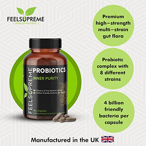 Probiotics for Gut Health 4 Billion Multi-Strain Live Friendly Bacteria ...