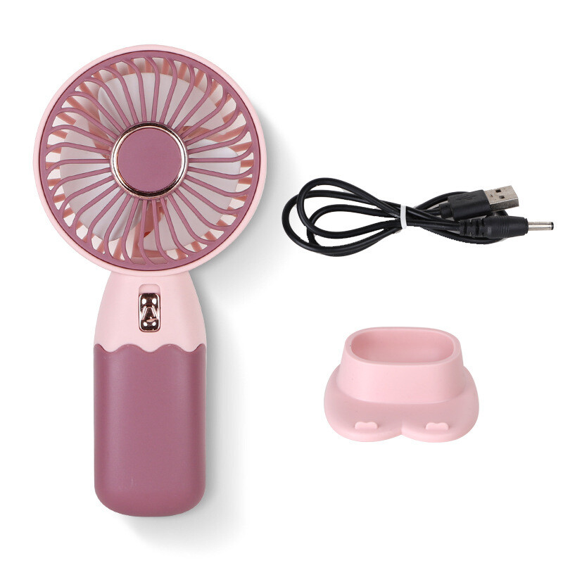 (Pink) Mini Cartoon Handheld Fan Usb Charging Powerful Breeze Cooling ...