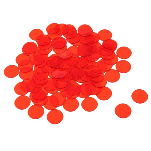 (Red) 100pcs 19mm Bingo Chips Transparent Color Counting Math Game ...