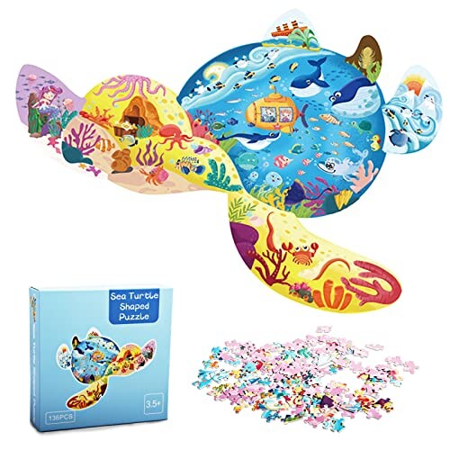 Sea Turtle Kids Puzzle 136 Pieces Puzzles Jigsaws for Children Age 4 5 ...