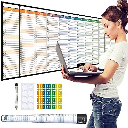 Academic Year Wall Planner 2023-2024 118x42cm Thick Rolled Laminated ...