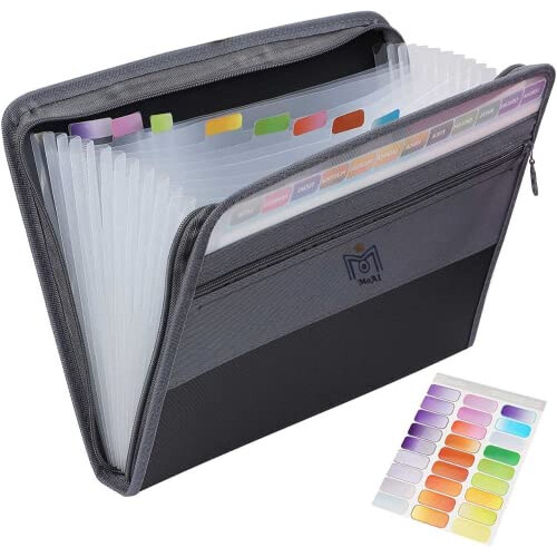 MoAL 13 Pockets Portable File Organiser - A4 Water Resistant Expanding ...