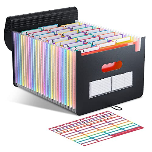 ThinkTex Accordian File Organiser, 26 Pockets Expanding File Folders ...