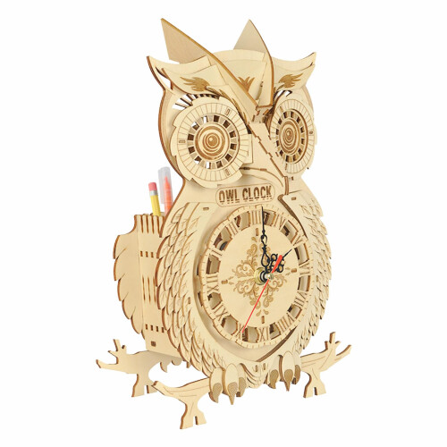 Cuteefun 3D Wooden Puzzle, Owl Clock Penholder, Mechanical Model Kits ...