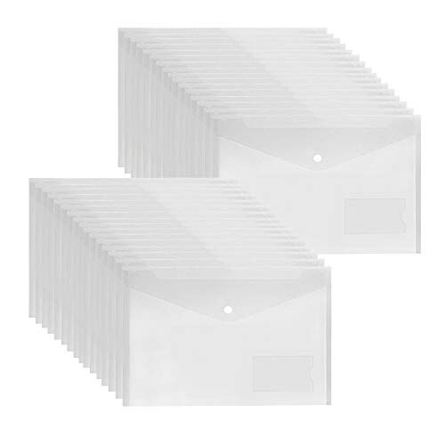 Plastic Wallets Folders - 36 Pcs A4 Clear Plastic Popper Wallet ...