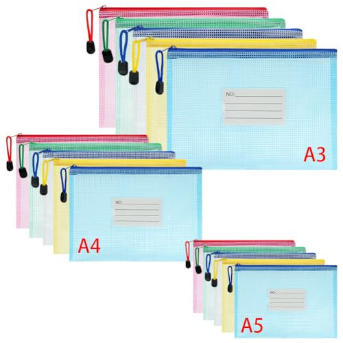Vicloon Plastic Wallets, 15Pcs A3 A4 A5 Folders Wallets, Zip Lock Bags ...