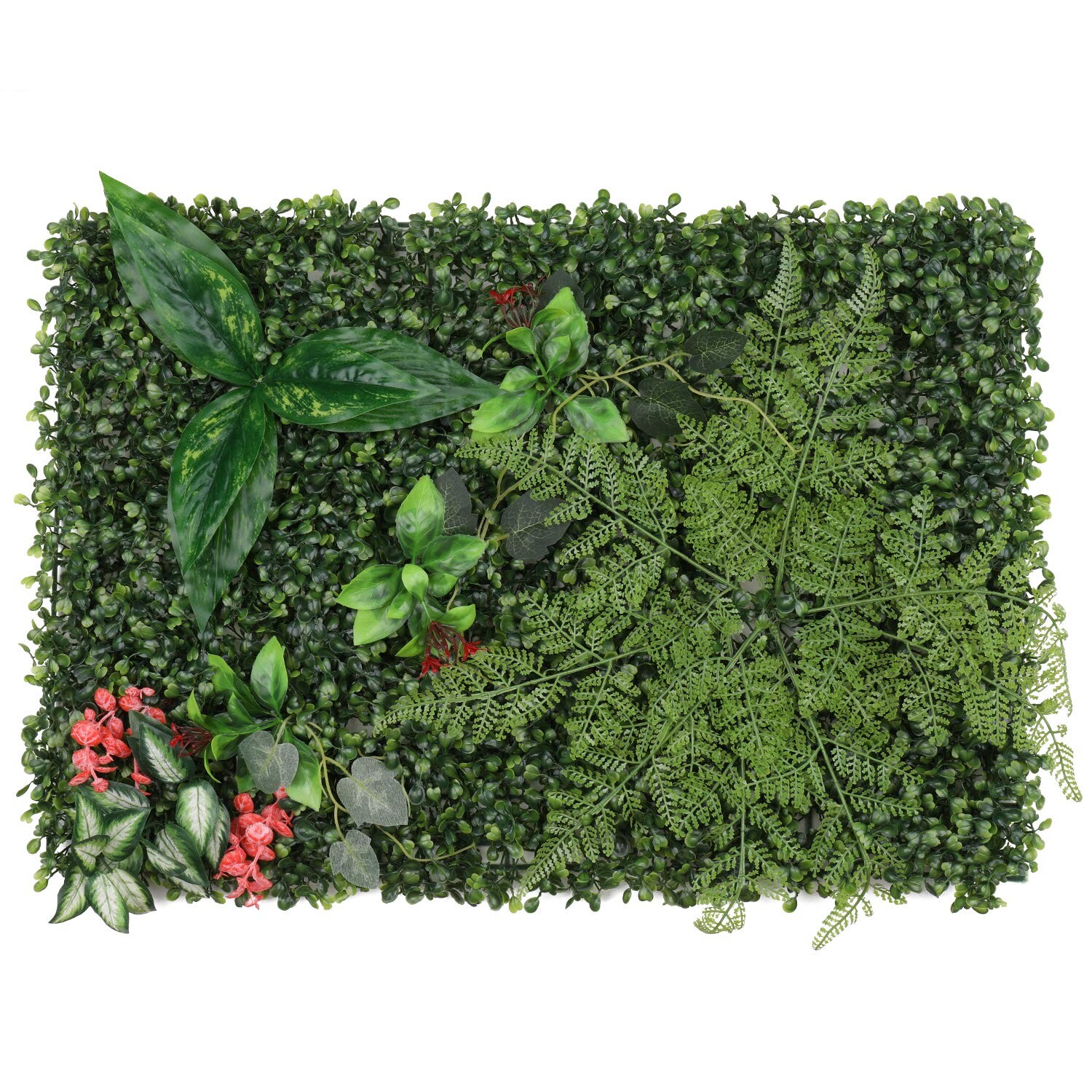(Green Grass with 4 flowers, 1pc) Artificial Hedge Panels Green Grass ...