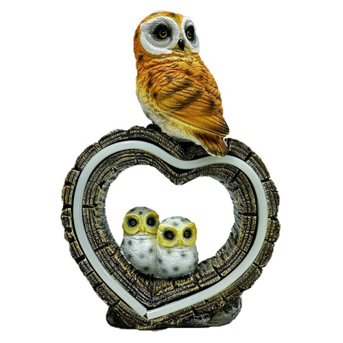 (Owl) LED Animal Solar Light Cute Owl Figurine Light Resin Bird Garden ...