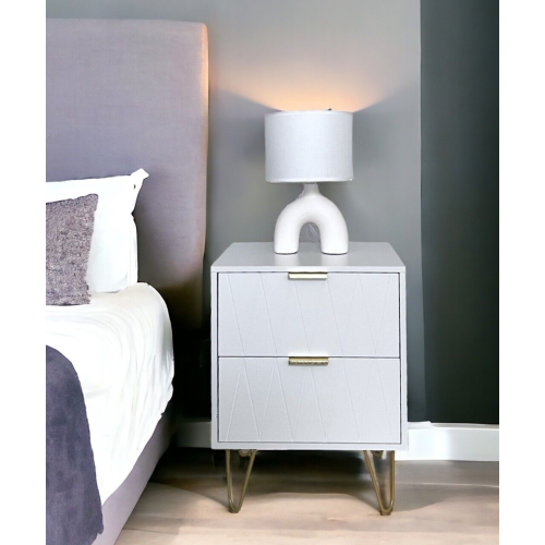 Bedside Tables With 2 Drawer Gold Legs Side Table Bedroom Furniture ...