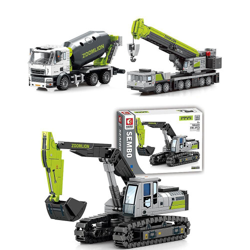 (Bulldozer Blender Excavator Crane Building Blocks Toy Engineering ...