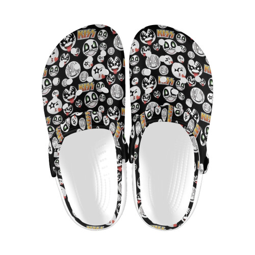 (Kiss band Pattern - Black - Cute design for kids_2177) Garden Clogs ...