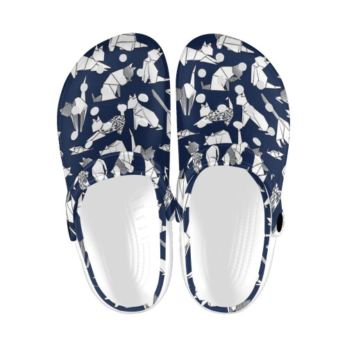 (Origami kitten friends blue navy paper cats_22423) Garden Clogs Shoes ...