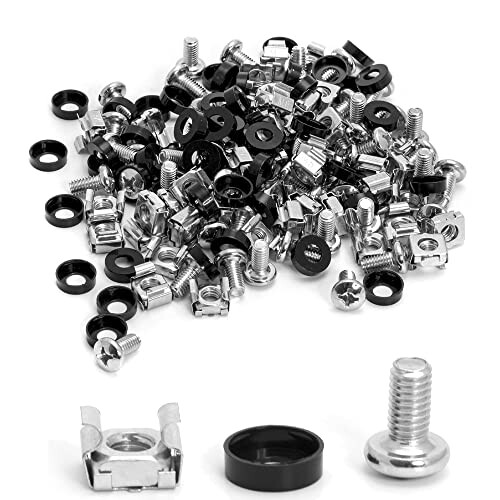 50 pack Cage Nuts, Screws and Washers M6 x 16mm Rack Mount & Washers ...