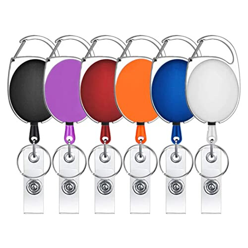 Retractable Keychains, 6 Pieces ID Card Retractable Keychain, Card Reel ...