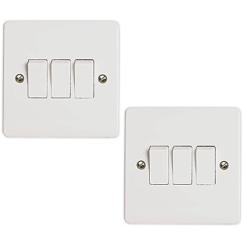 3 Gang 2 Way Light Switch - White Electric Curved Edge Light Switches ...