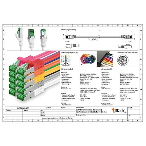 Cat.7 ethernet cable 3m - Black - 5 pieces - Cat7 lan network 10GBASE-T ...