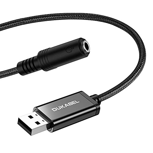 USB to 3.5mm Jack Audio Adapter, USB to Aux Cable with TRRS 4-Pole Mic ...