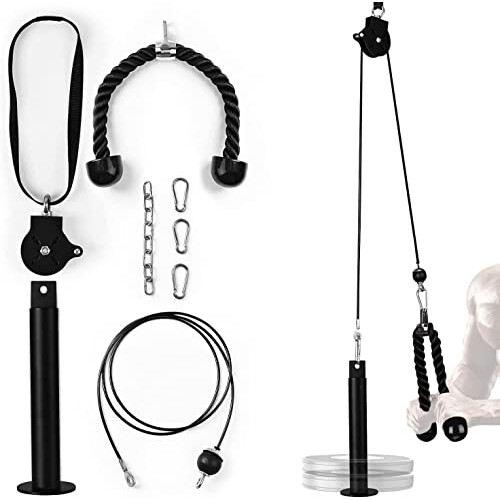 Weight Cable Pulley Machine - Lat Pull Down Machine for Bicep Curls ...