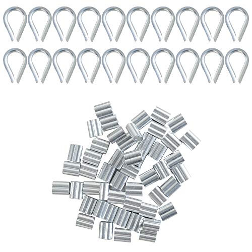 70 Pcs Wire Rope Thimble Sets, Stainless Steel Thimble & Wire Rope ...