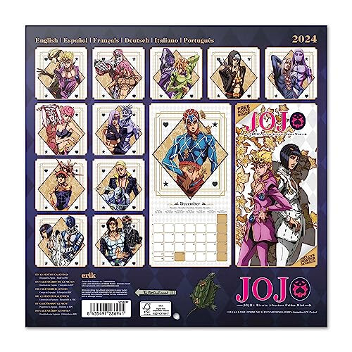 JoJo's Bizarre Adventure Wall Calendar 2024 12" x 12" | 12 Month ...