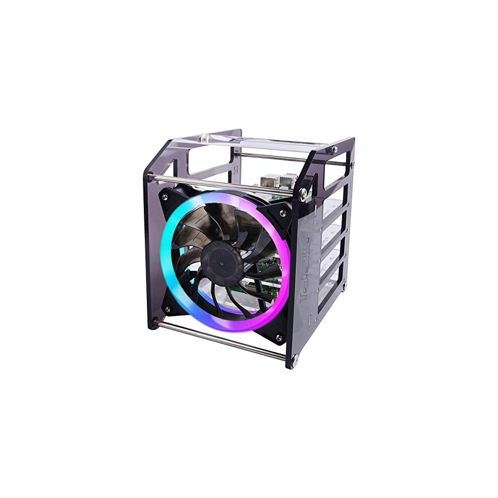 Raspberry Pi Cluster Case, Raspberry Pi Rack Case Stackable Case with Fan 120mm RGB LED 5V Fan ...