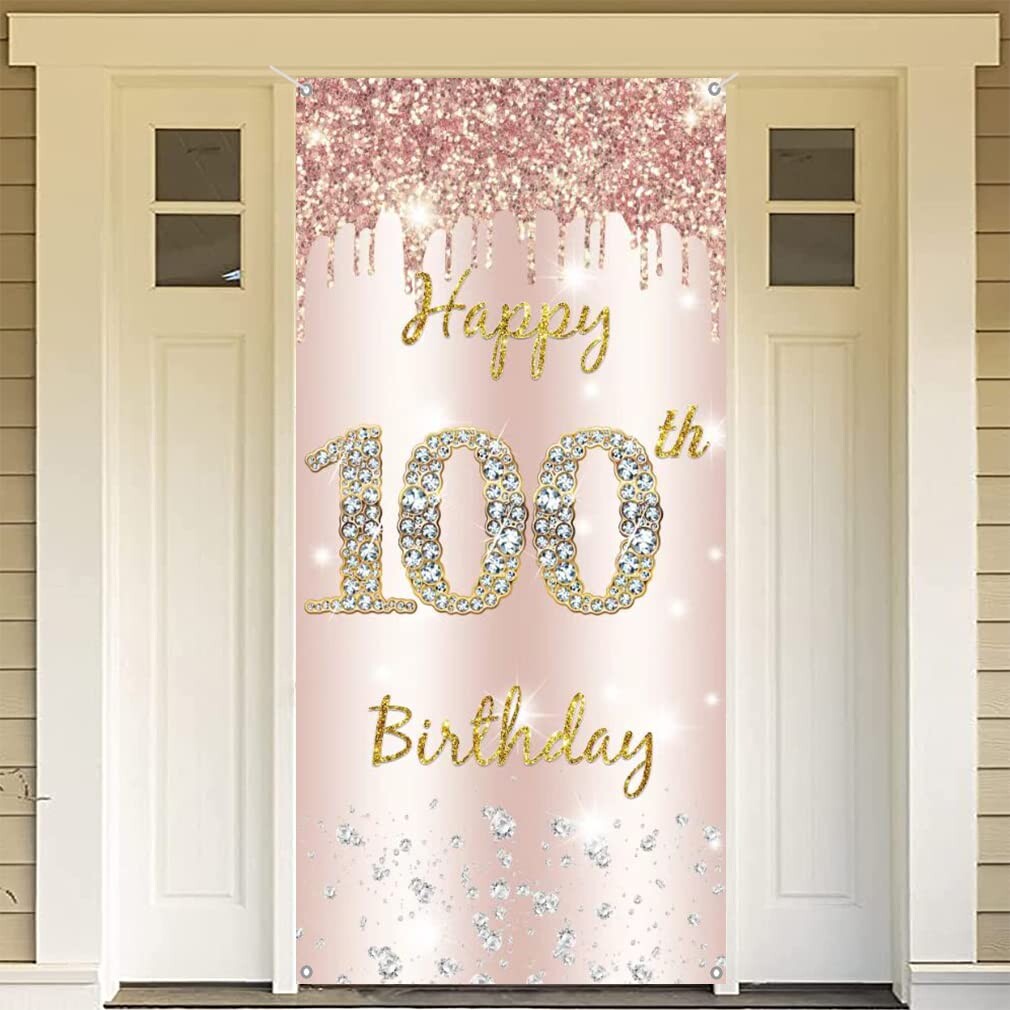 100th Birthday Decoration for Women, Happy 100th Birthday Backdrop ...