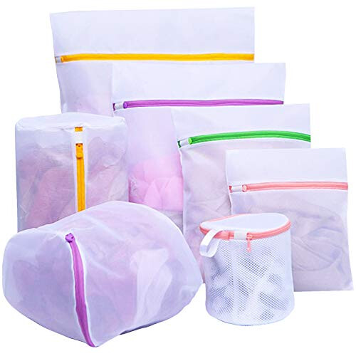 Set of 7 Laundry Bags, Resuable Machine Washing Bags, Mesh Net Wash ...