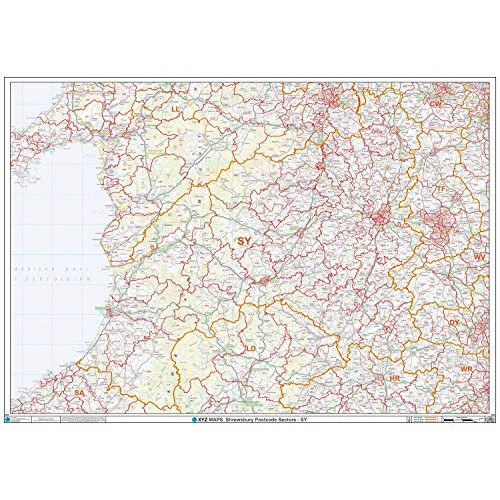 Shrewsbury - SY - Postcode Wall Map - Paper on OnBuy
