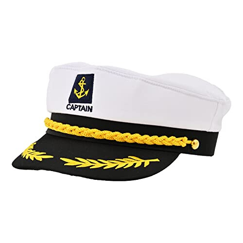 Jomnvo White Sailor Marine Captains Hat Adult Yacht Boat Ship Sailor Captain Costume Hat Cap ...