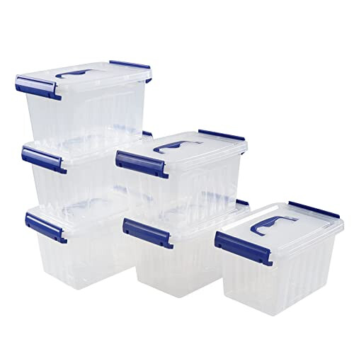 Clear Plastic Storage Boxes, 3 Liter Small Boxes with Lids, 6 Pack on OnBuy