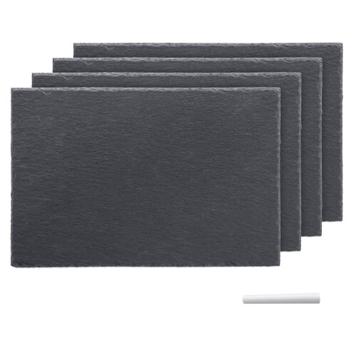 Natural Slate Serving Plates - Set of 4 Slate Place Mat Serving Trays ...
