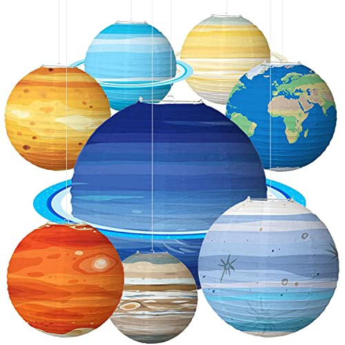 8 PCS Paper Lanterns Planets Space Theme Paper Lanterns for Outer Space ...