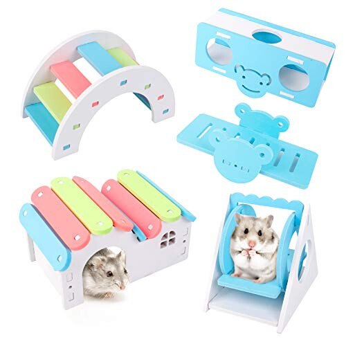 Hamster Toys 5 PCS Lovely Toys Rainbow Bridge Seesaw Swing House Seesaw ...