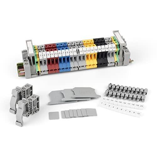 Din Rail Connectors, Her Kindness DIN Rail Terminal Blocks Kit, UK-2.5B 12 AWG Terminal Blocks ...