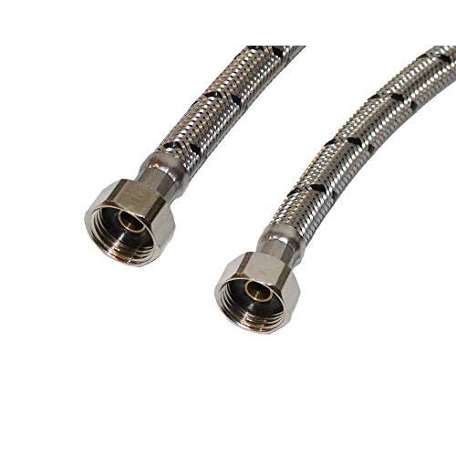 x2 (Pair) ½” x ½” inch BSP 9mm Bore 500mm Flexible Braided Pipe Kitchen ...