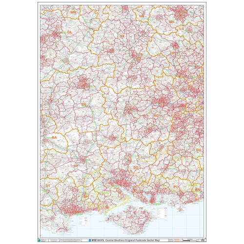 Postcode Sector Map - (S3) - Central Southern England - Wall Map ...